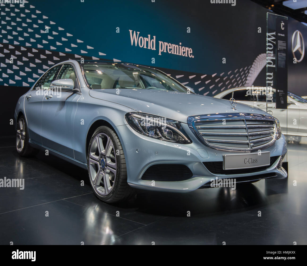 DETROIT, MI/USA - JANUARY 15: A 2014 Mercedes C220 BlueTEC car at the ...