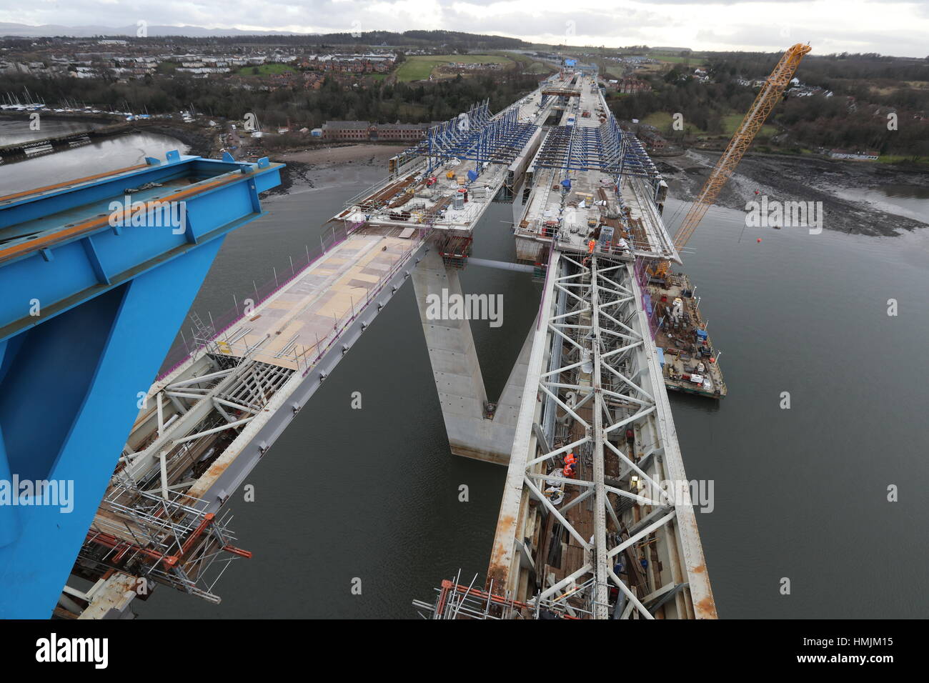 A view of the south approach of the Queensferry Crossing in South ...
