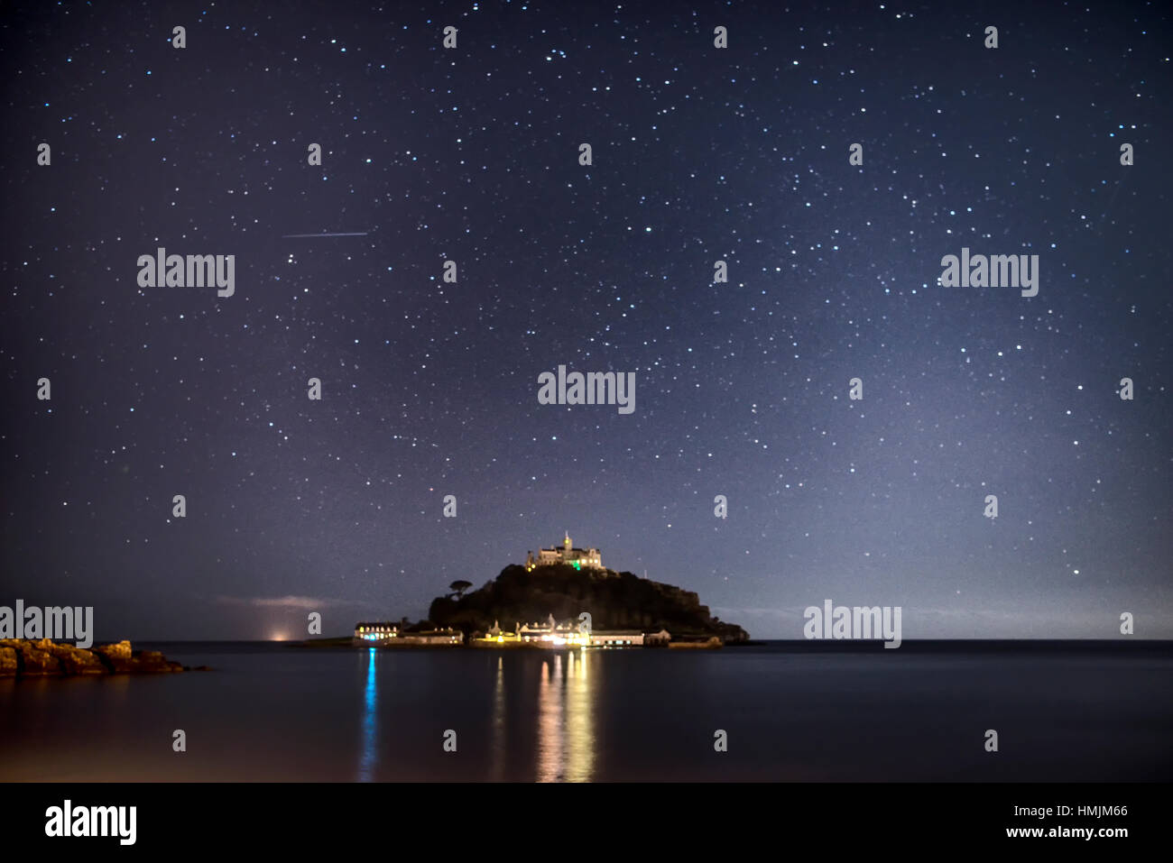 St Michaels Mount Cornwall at night with stars Stock Photo - Alamy
