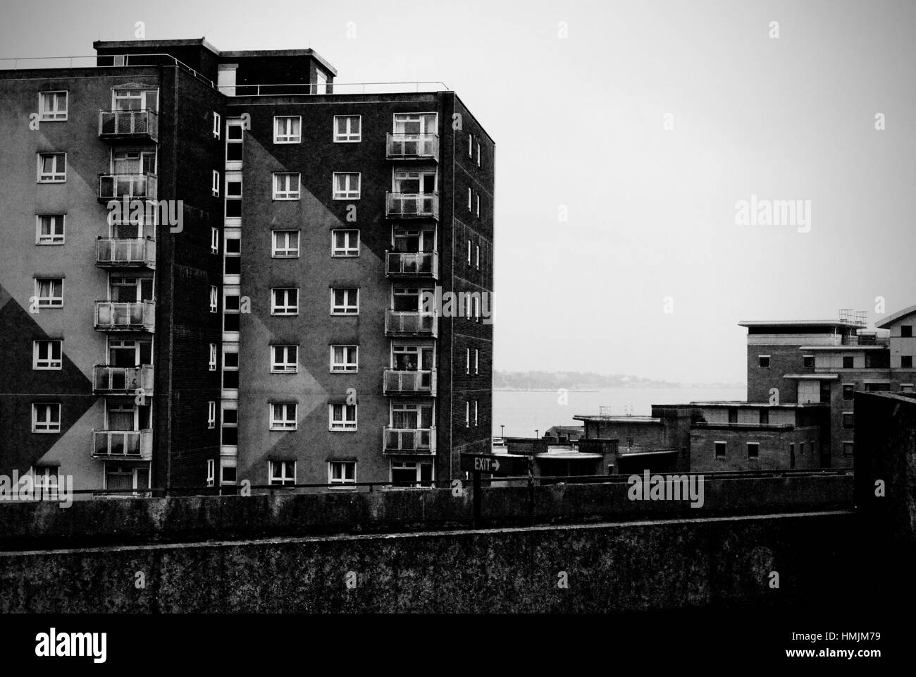 High contrast black and white of flat block Stock Photo - Alamy