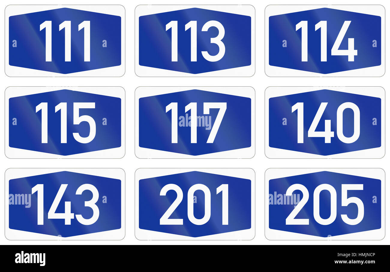 Collection of Numbered highway shields of German Autobahn system Stock ...