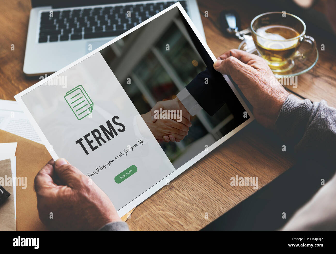 Terms word on business handshake background Stock Photo - Alamy