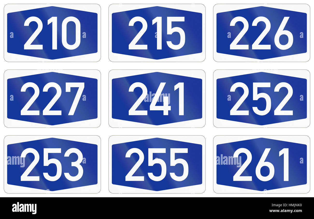 Collection of Numbered highway shields of German Autobahn system Stock ...