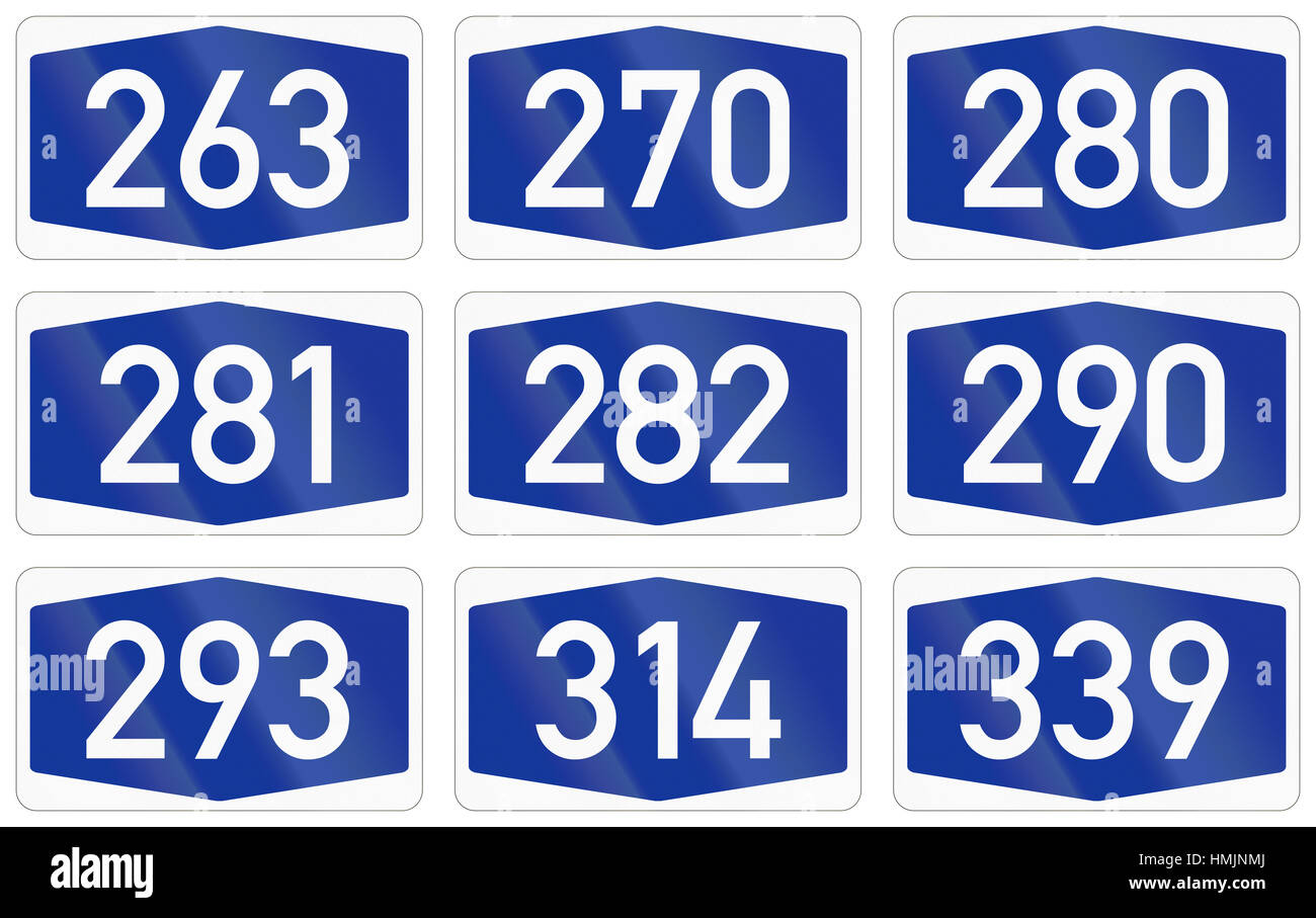 Collection of Numbered highway shields of German Autobahn system Stock ...