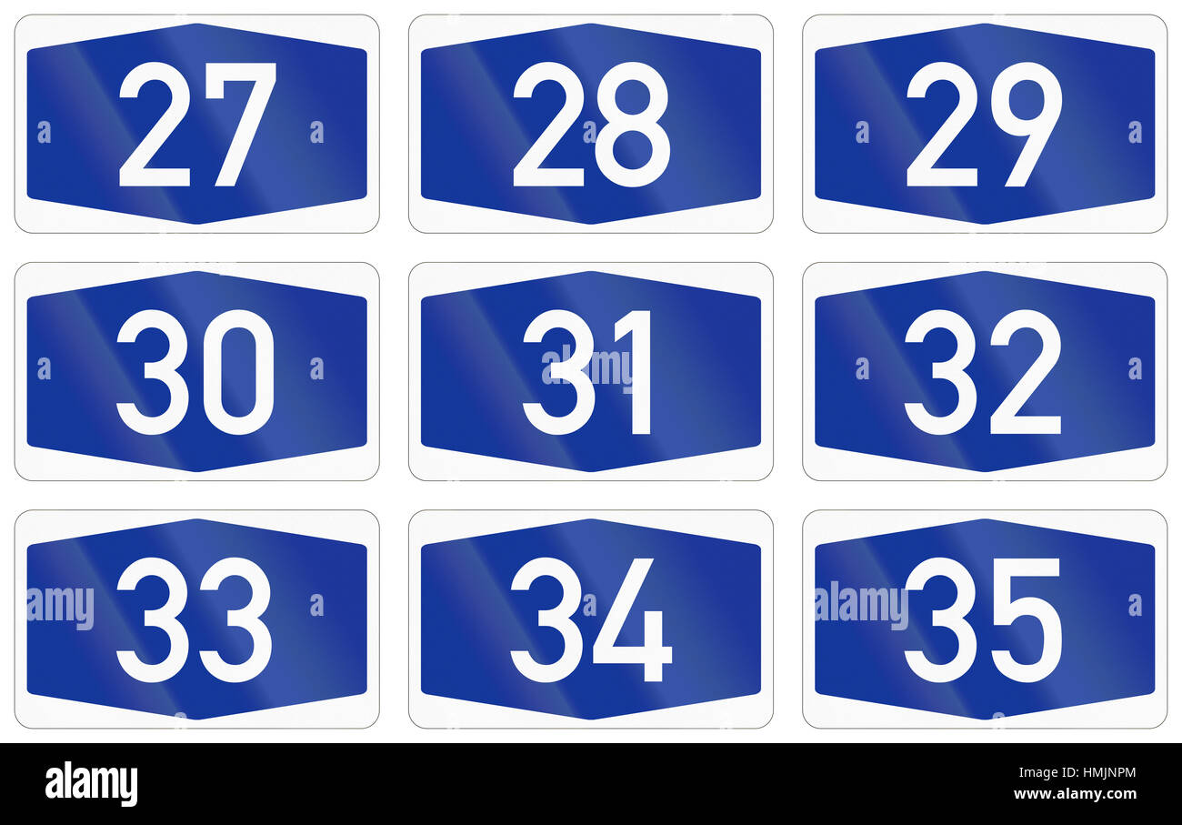 Collection of Numbered highway shields of German Autobahn system Stock ...