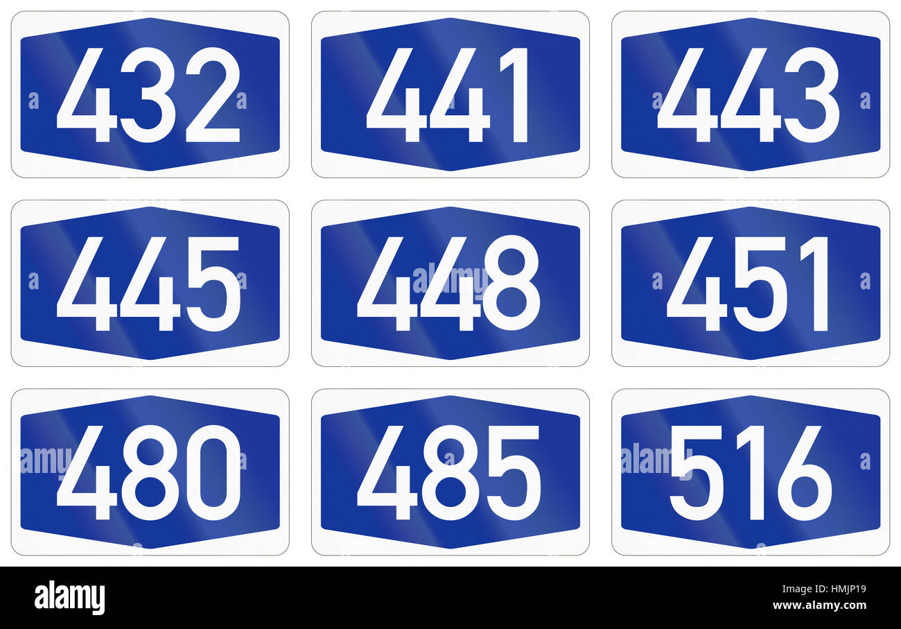 Collection of Numbered highway shields of German Autobahn system Stock ...
