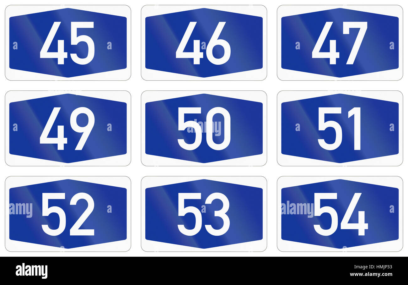 Collection of Numbered highway shields of German Autobahn system Stock ...