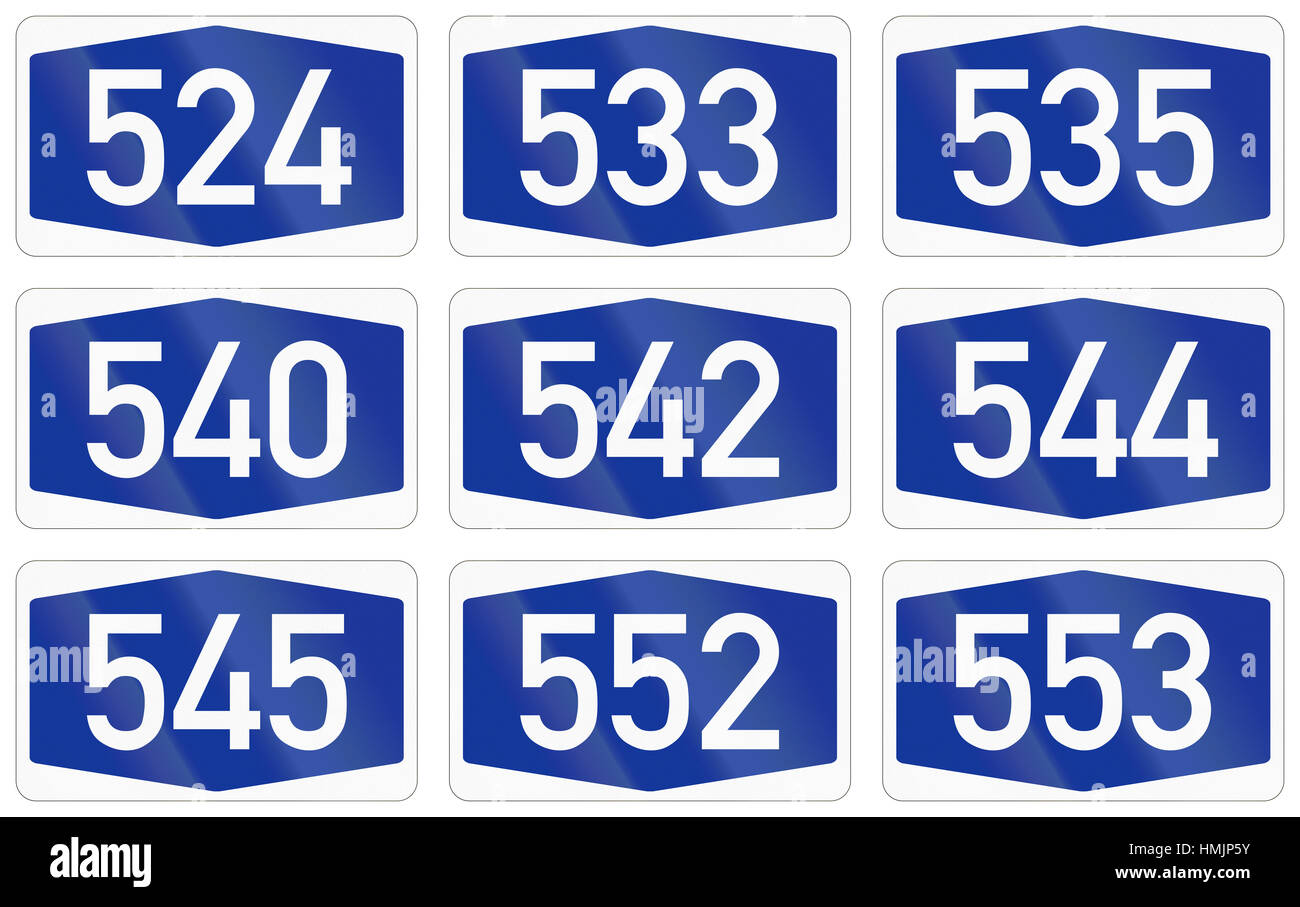 Collection of Numbered highway shields of German Autobahn system Stock ...