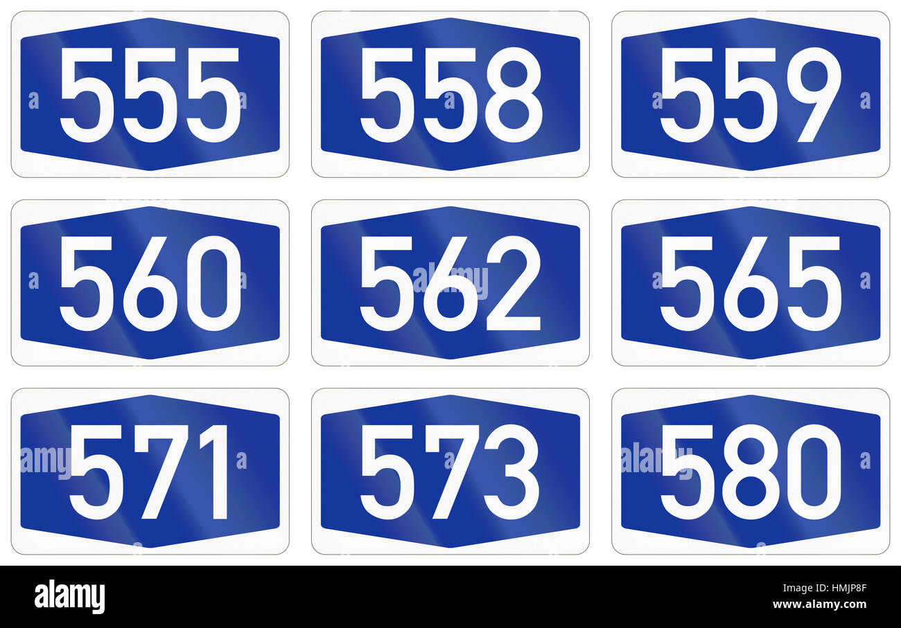Collection of Numbered highway shields of German Autobahn system Stock ...
