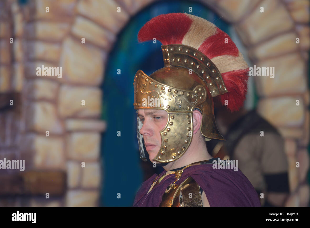 An actor dressed in the costume of a Roman officer Stock Photo - Alamy
