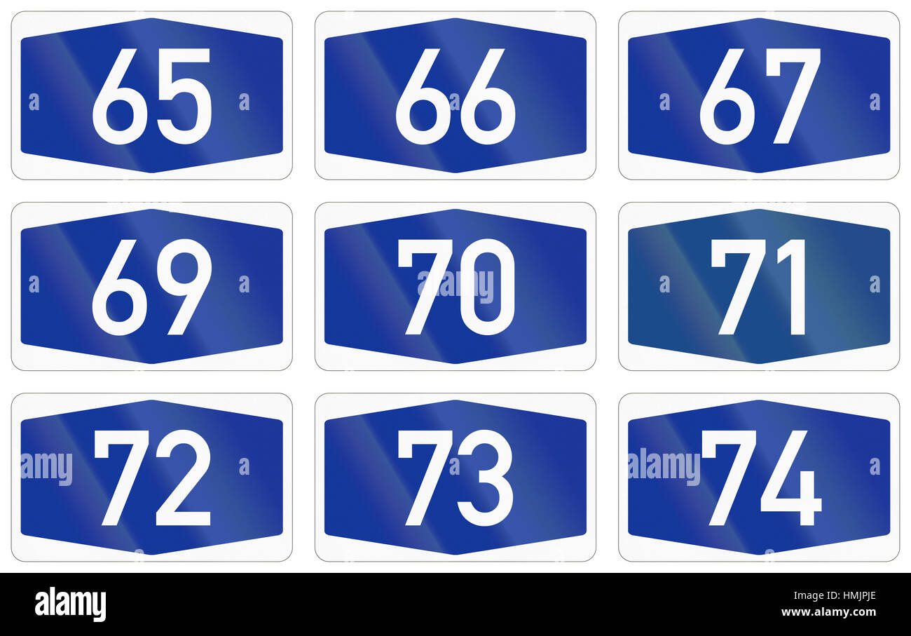 Collection of Numbered highway shields of German Autobahn system Stock ...