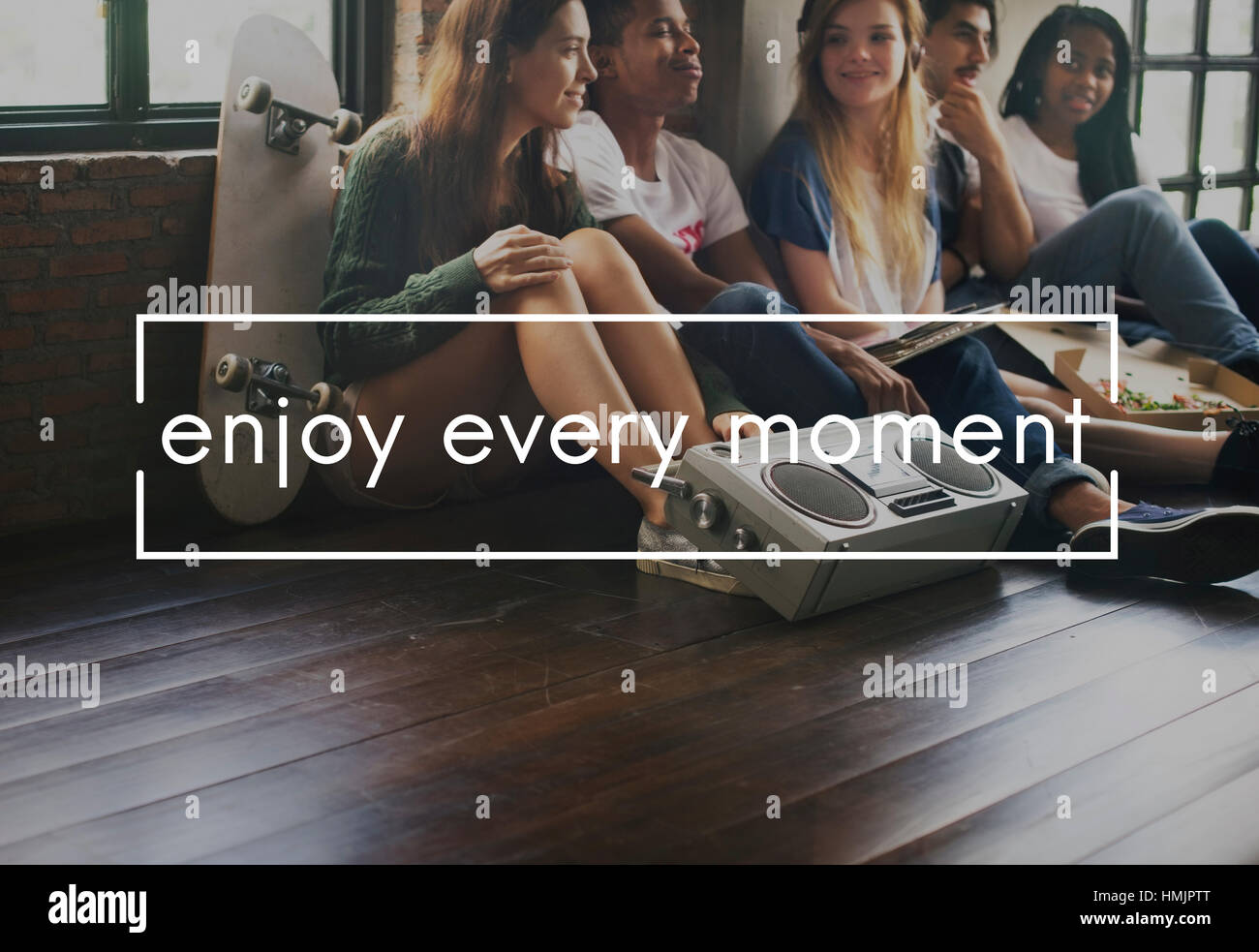 Enjoyment Vintage Vector Graphic Concept Stock Photo - Alamy