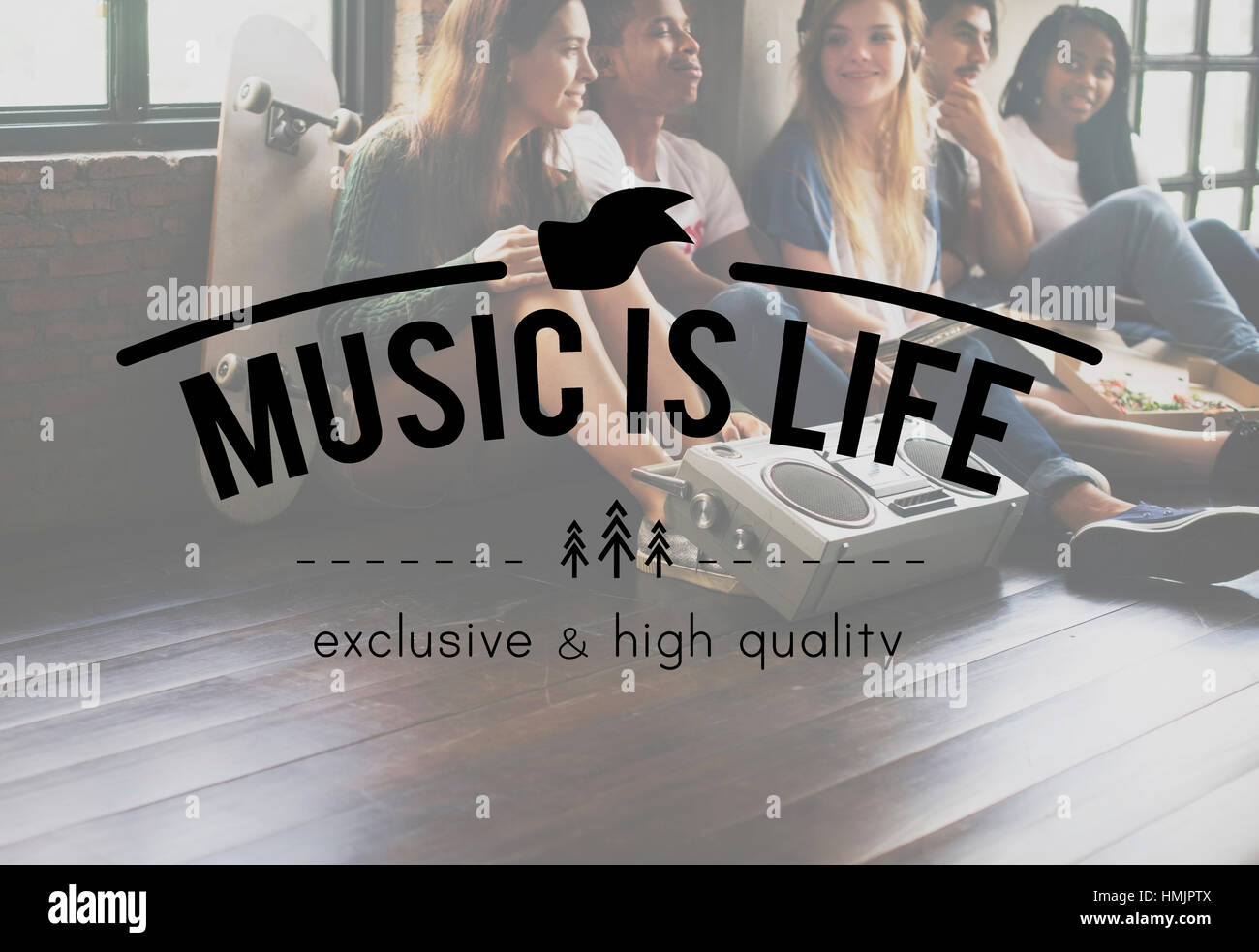 Music is Life Vintage Vector Graphic Concept Stock Photo - Alamy