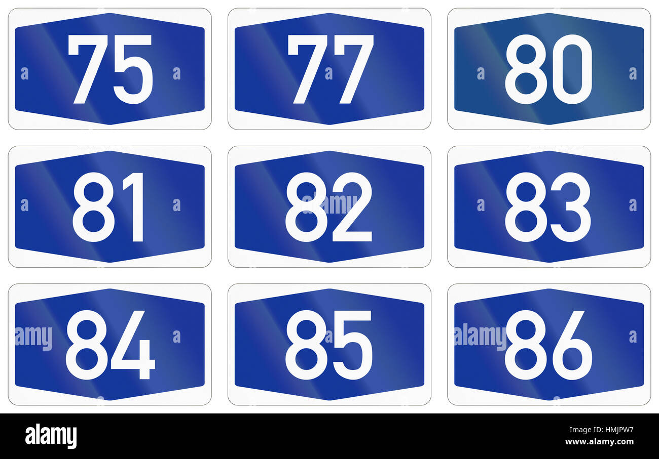 Collection of Numbered highway shields of German Autobahn system Stock ...