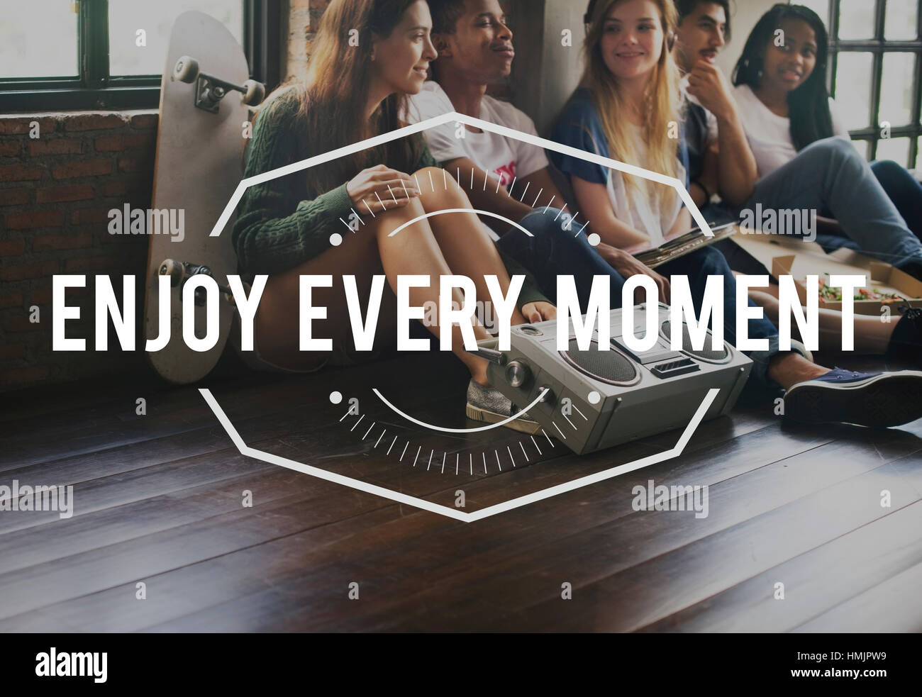 Enjoyment Vintage Vector Graphic Concept Stock Photo - Alamy