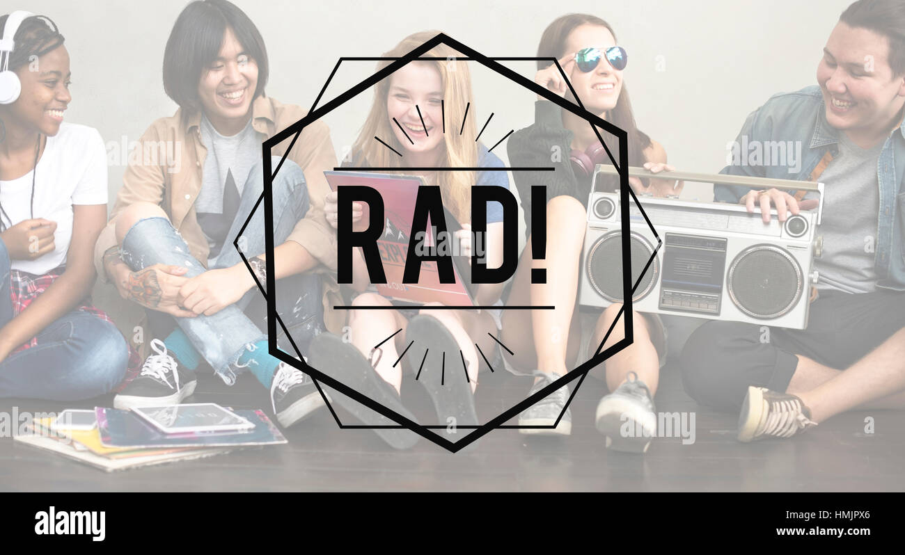 RAD! Vintage Vector Graphic Concept Stock Photo - Alamy