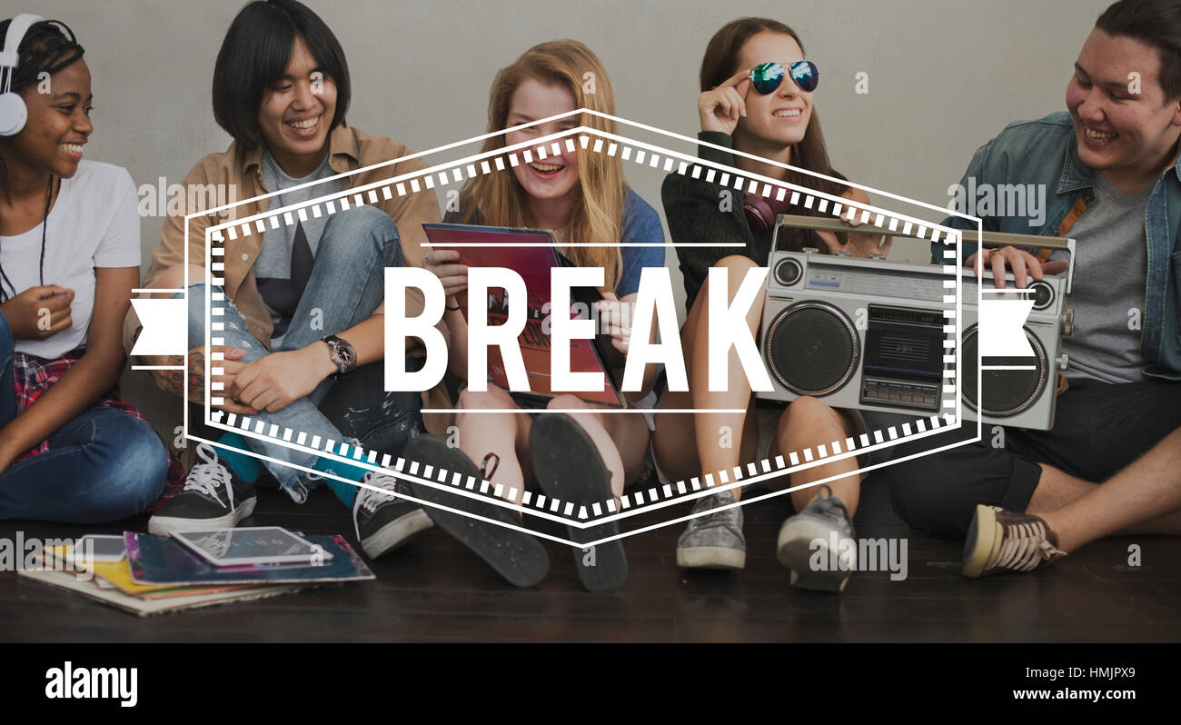 Break Vintage Vector Graphic Concept Stock Photo - Alamy