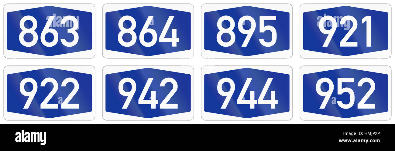 Collection of Numbered highway shields of German Autobahn system Stock ...