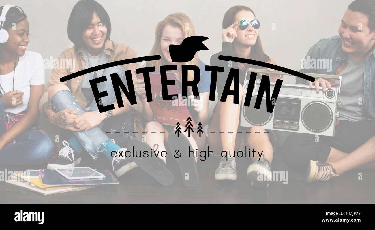 Entertain Vintage Vector Graphic Concept Stock Photo - Alamy