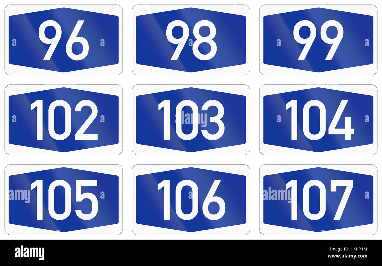 Collection of Numbered highway shields of German Autobahn system Stock ...