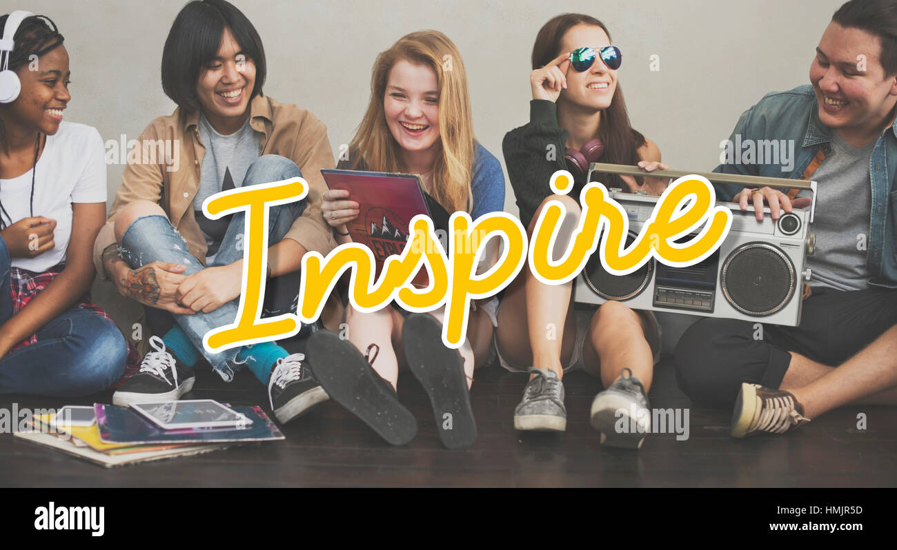 Inspire inspiration positivity word concept Stock Photo - Alamy