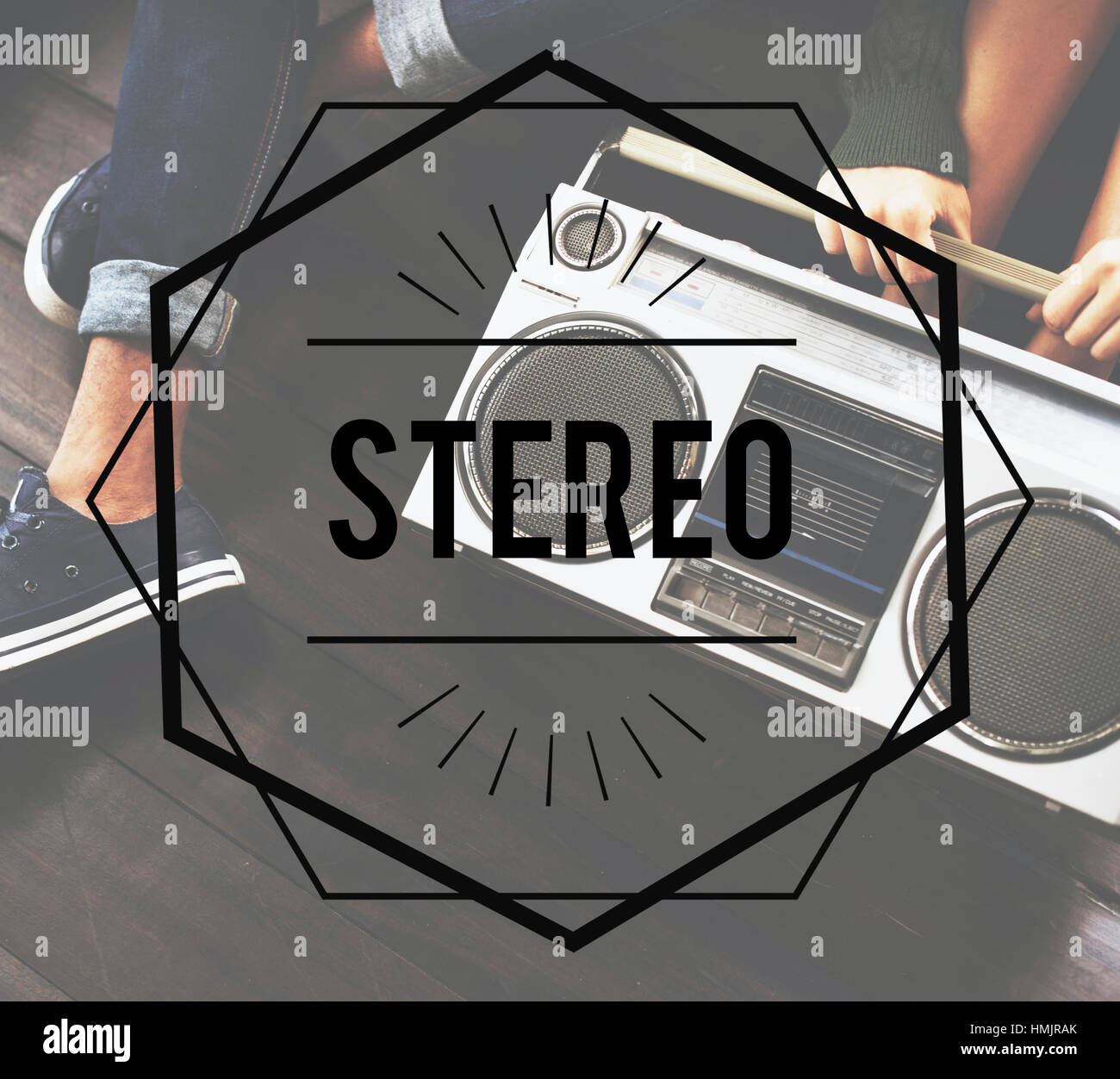 Stereo Vintage Vector Graphic Concept Stock Photo - Alamy