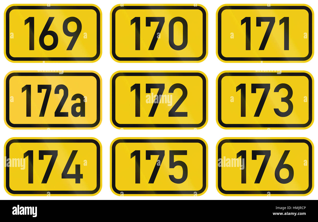 Collection of Numbered highway shields of German Bundesstrassen ...