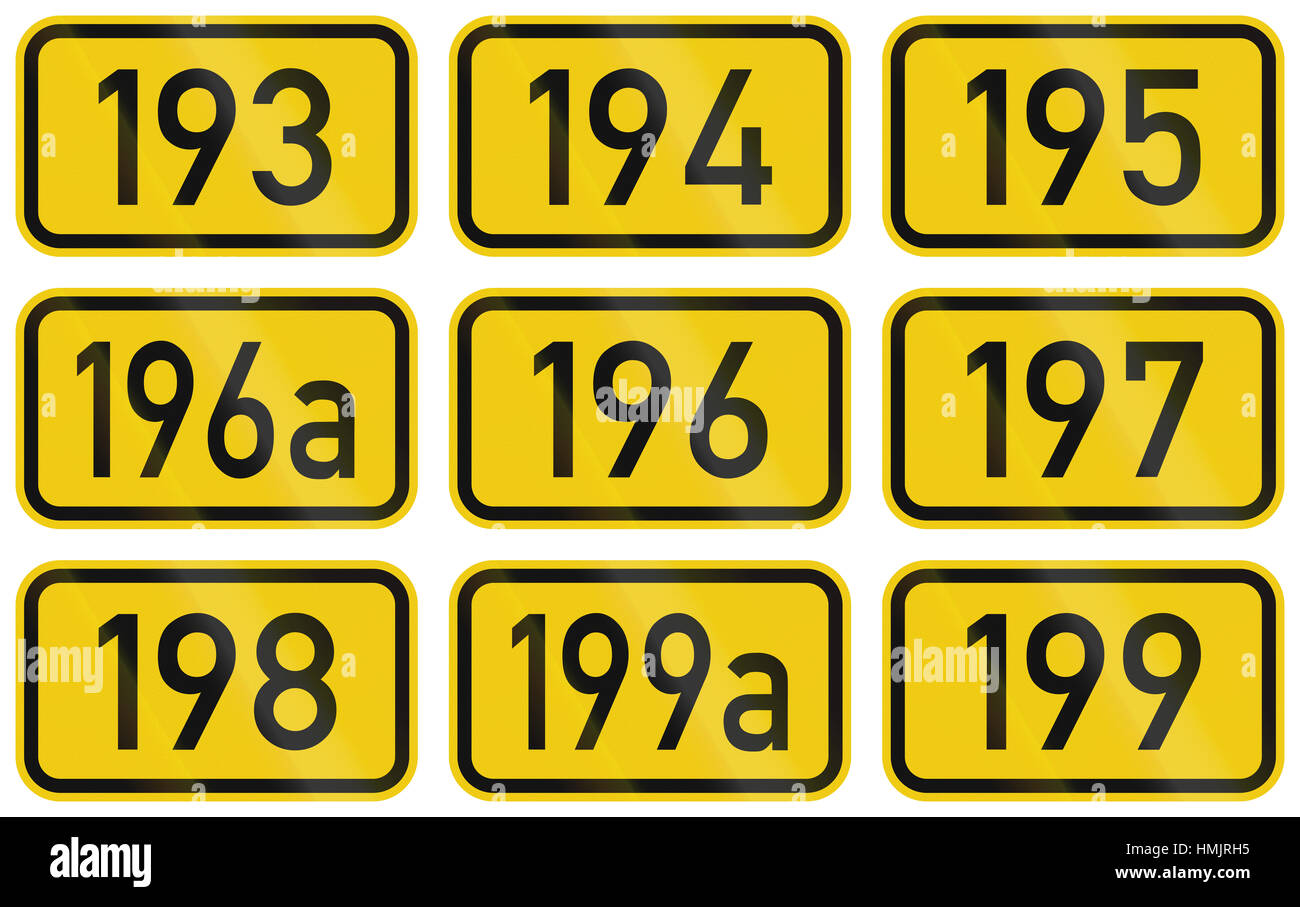 Collection of Numbered highway shields of German Bundesstrassen ...