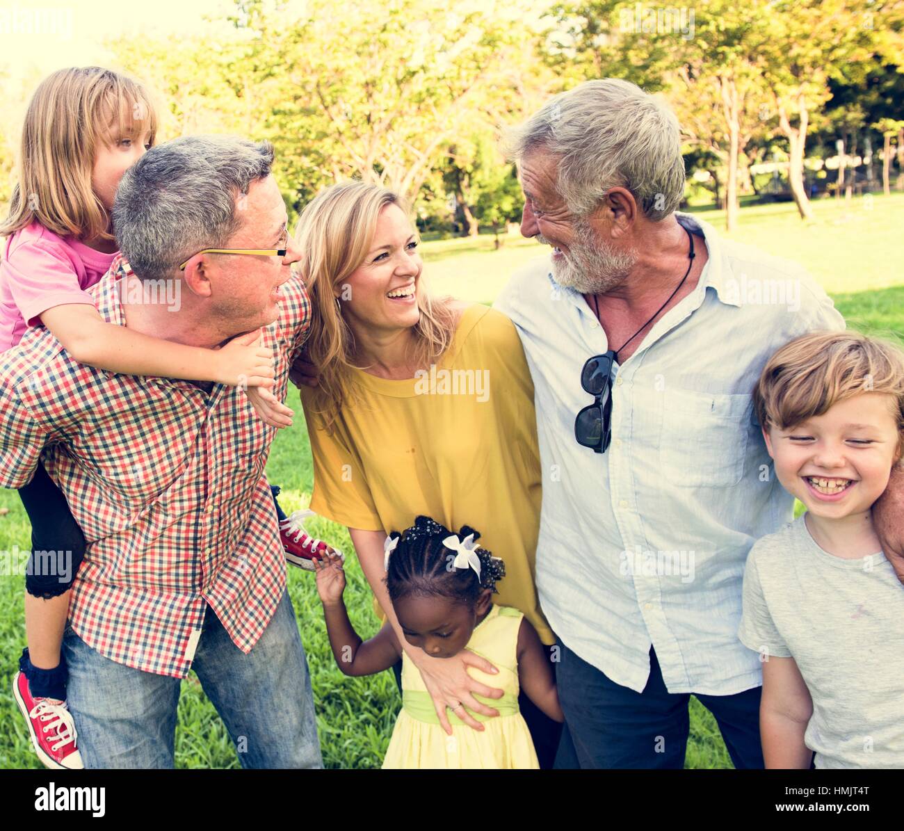 Family Walking Field Nature Togetherness Concept Stock Photo - Alamy