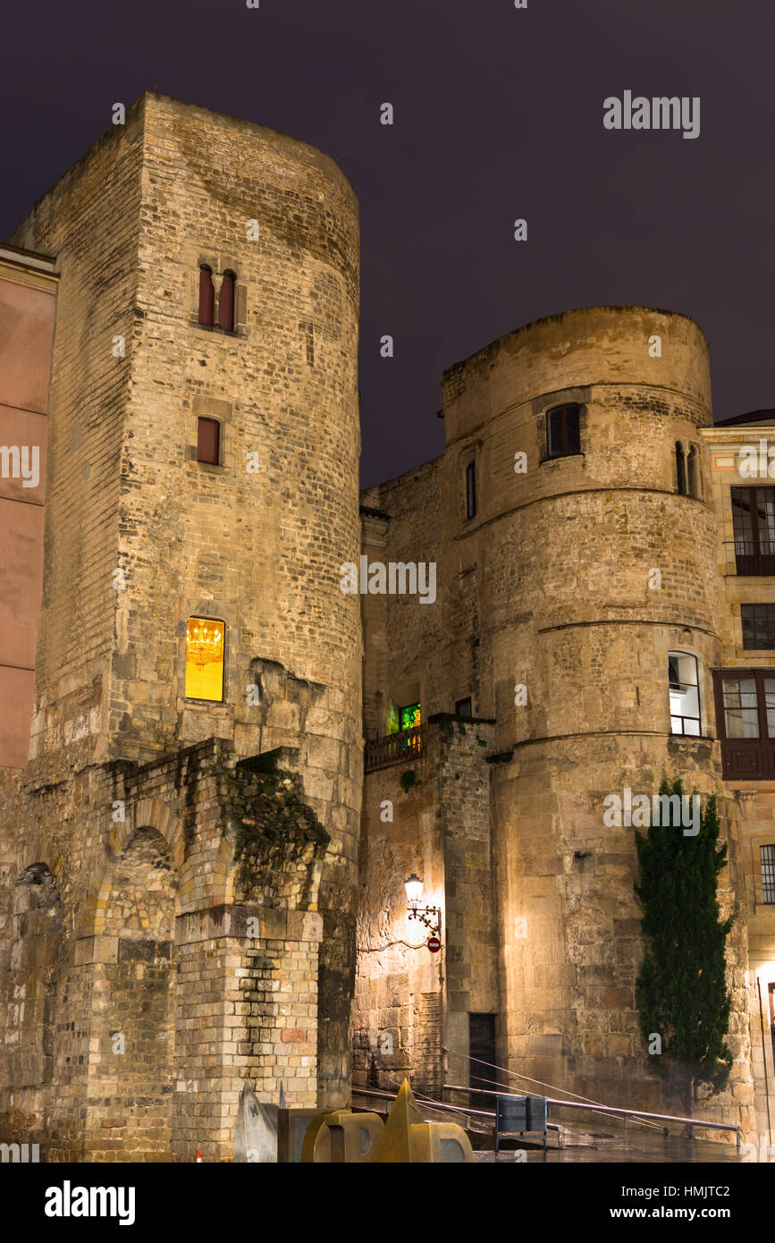 The roman wall. Tower of Gateways "Praetoira Gate", inside in medieval ...