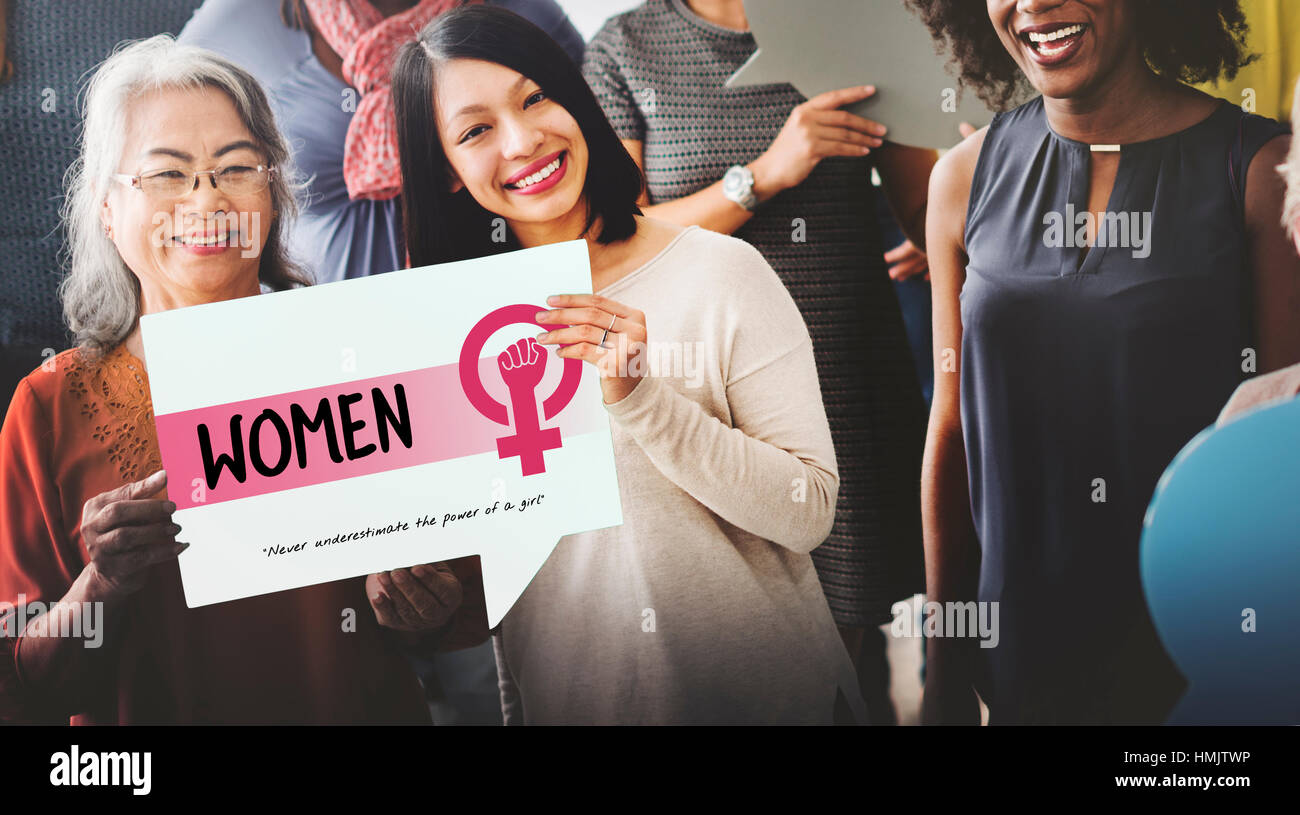 Women Girl Power Feminism Equal Opportunity Concept Stock Photo - Alamy