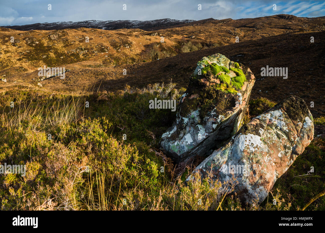 View acroos grassland near Toscaig, Applecross, Scotland Stock Photo ...