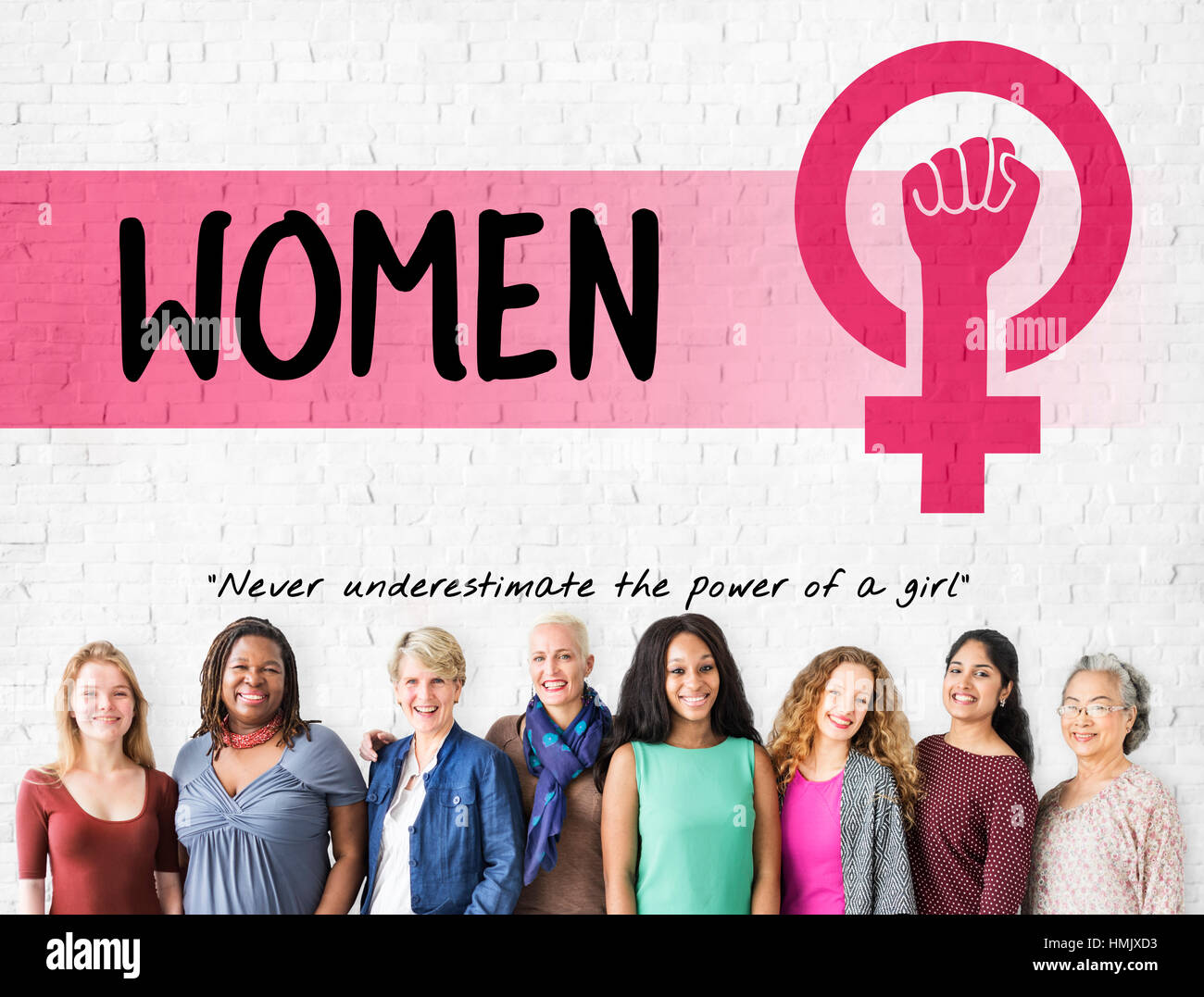 Women Girl Power Feminism Equal Opportunity Concept Stock Photo - Alamy