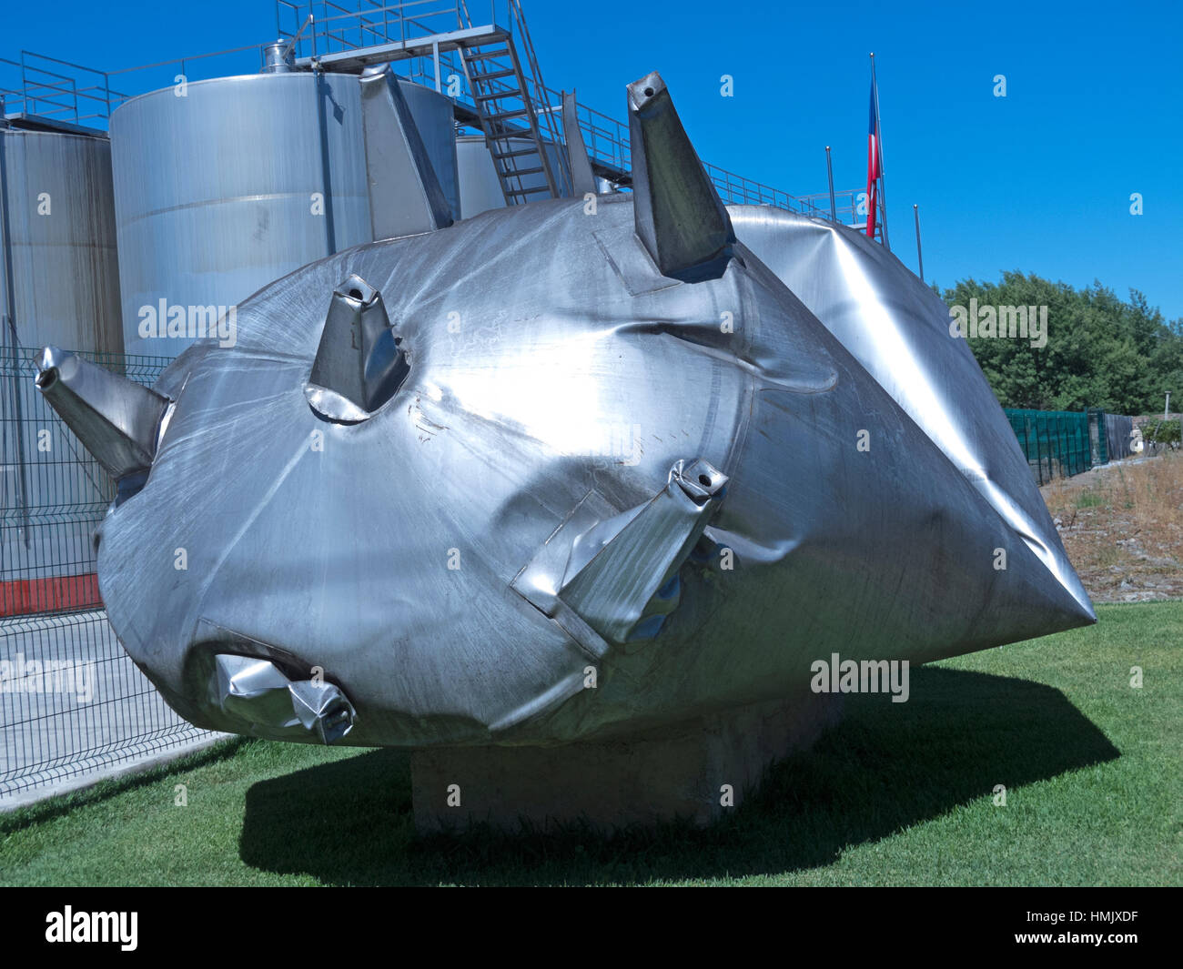 Some wine metallic fermentation tanks. Wine industry in Chile. The ...