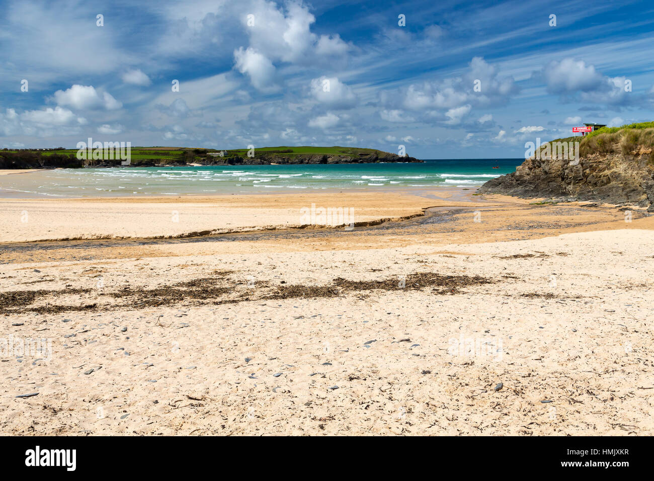 The stunning golden sandy Harlyn Bay Beach situated on the eastern side ...