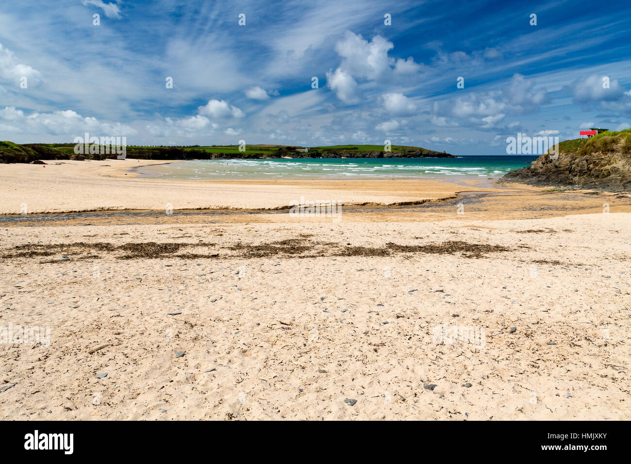 The stunning golden sandy Harlyn Bay Beach situated on the eastern side ...
