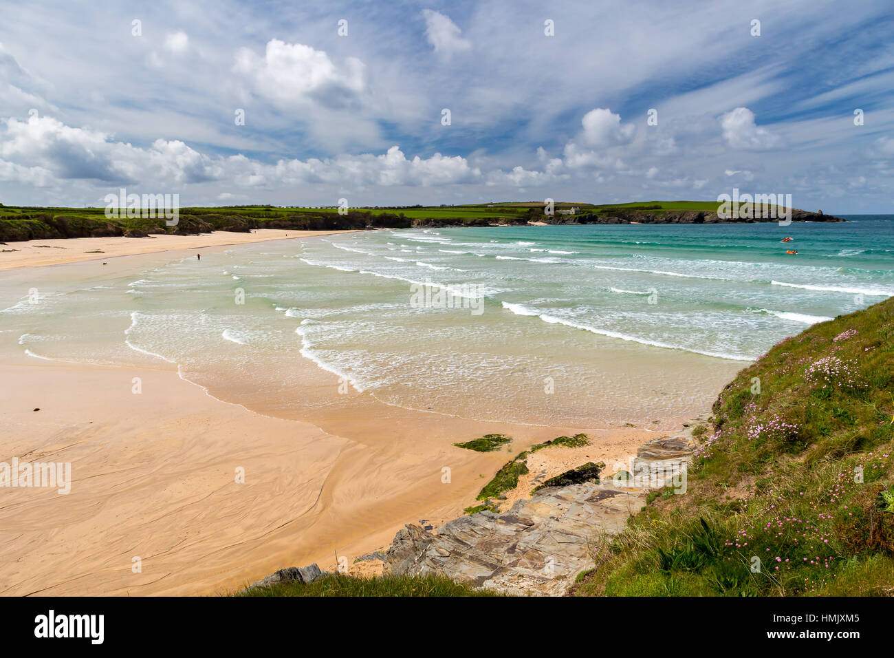 The stunning golden sandy Harlyn Bay Beach situated on the eastern side ...