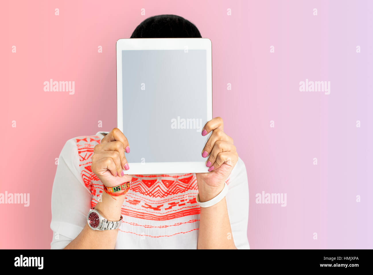 Person Holding Tablet Face Concept Stock Photo - Alamy