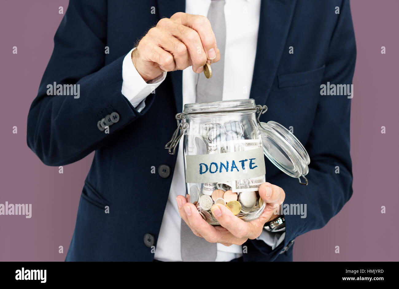 Businessman GIving Money Donation Charity Concept Stock Photo - Alamy