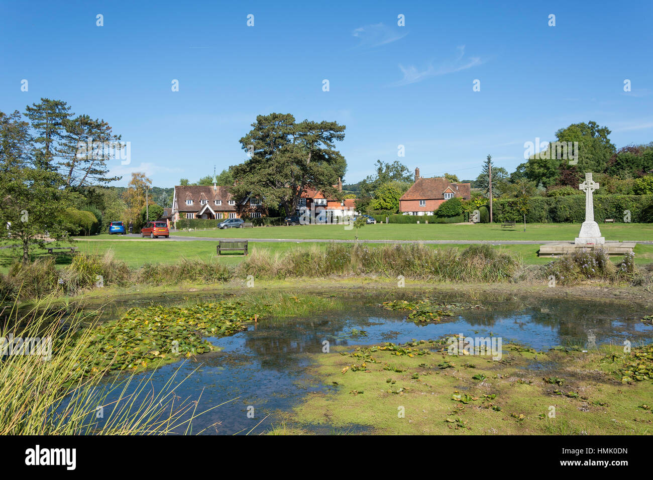 Pond on The Green, Buckland, Surrey, England, United Kingdom Stock ...