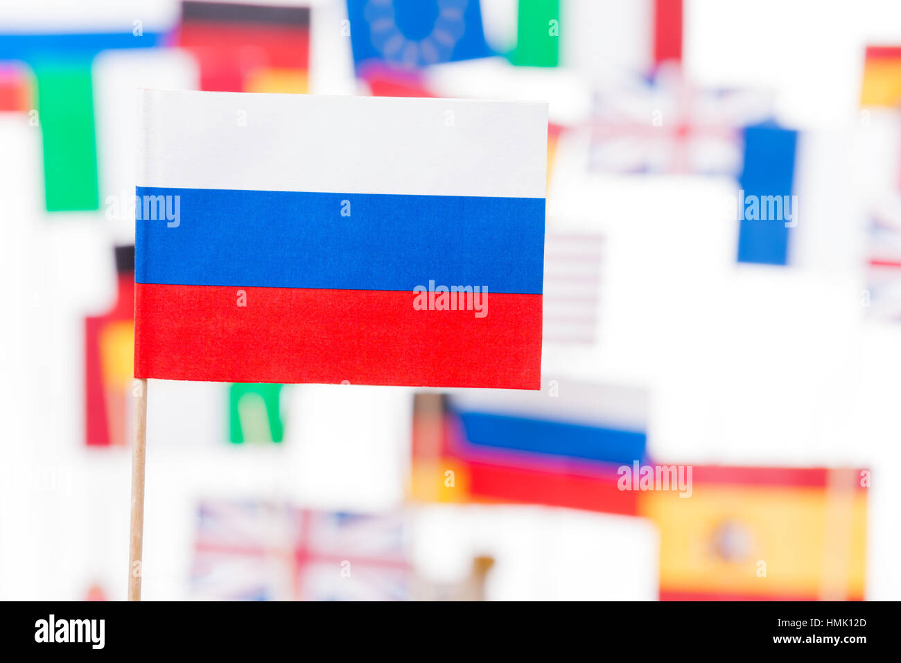 Russian flag against European Union members flags Stock Photo - Alamy