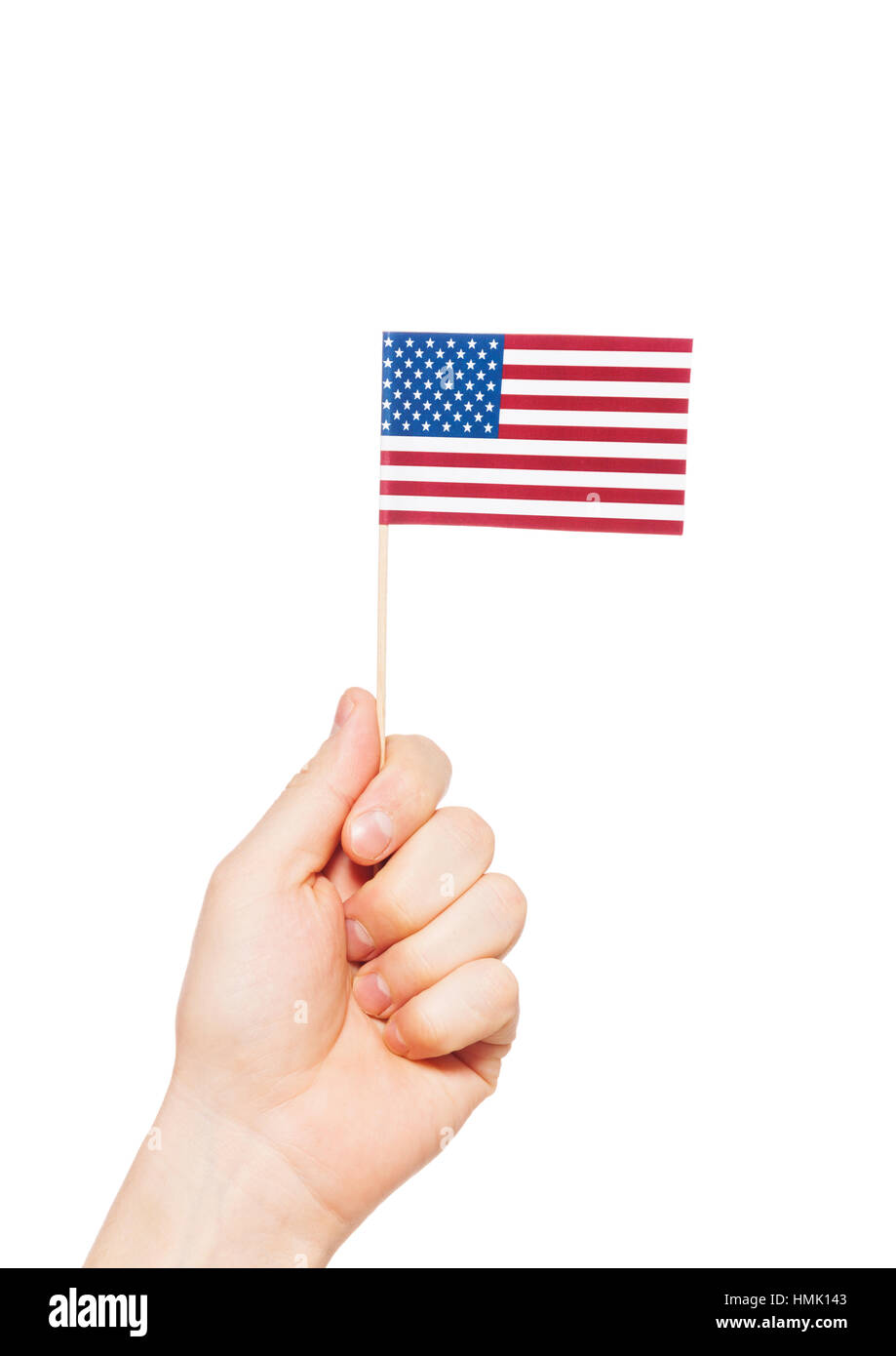 Hand holding small paper flag of America Stock Photo - Alamy