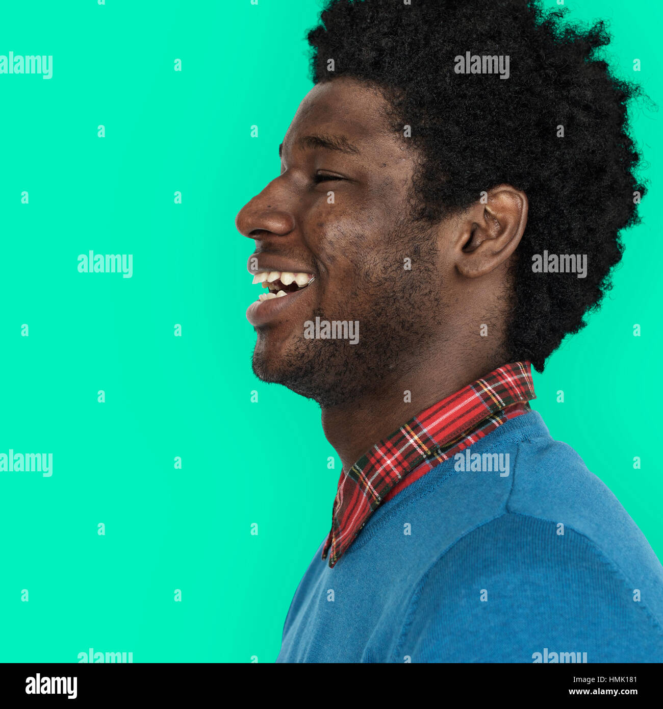 African Descent Man Smiling Side Concept Stock Photo - Alamy