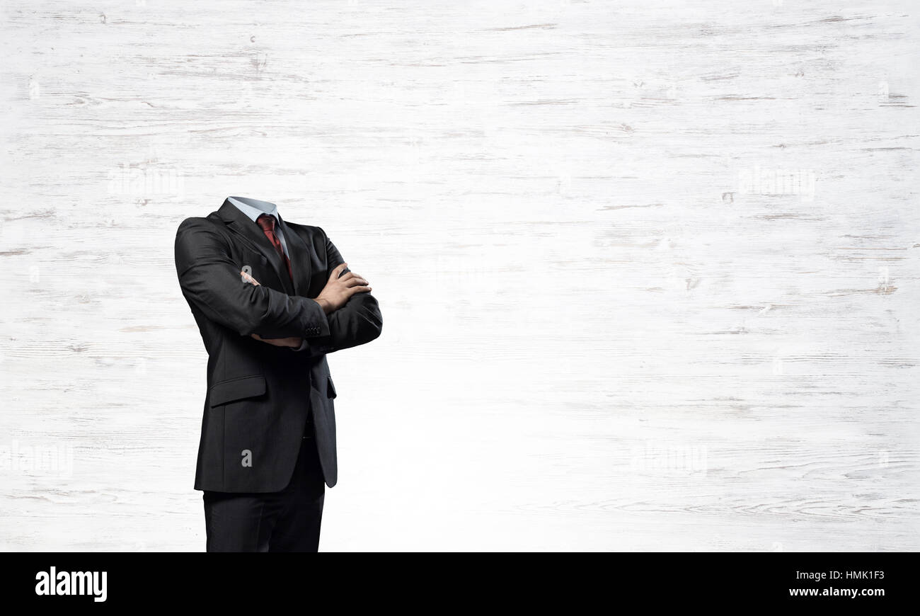 Businessman without head Stock Photo - Alamy