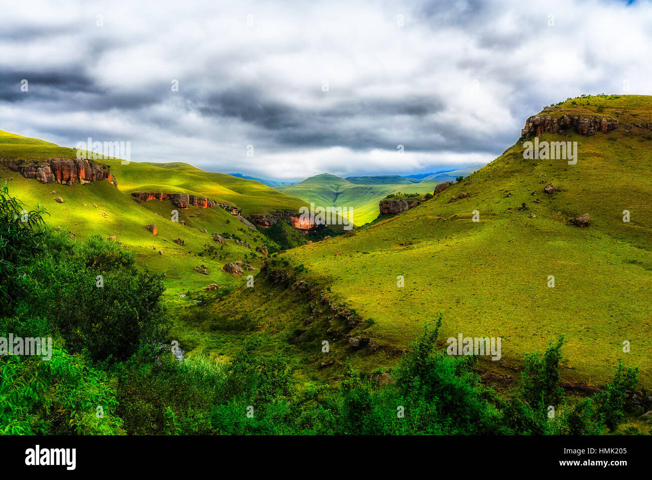 South Africa Drakensberg scenic panoramic fairy tale landscape view ...