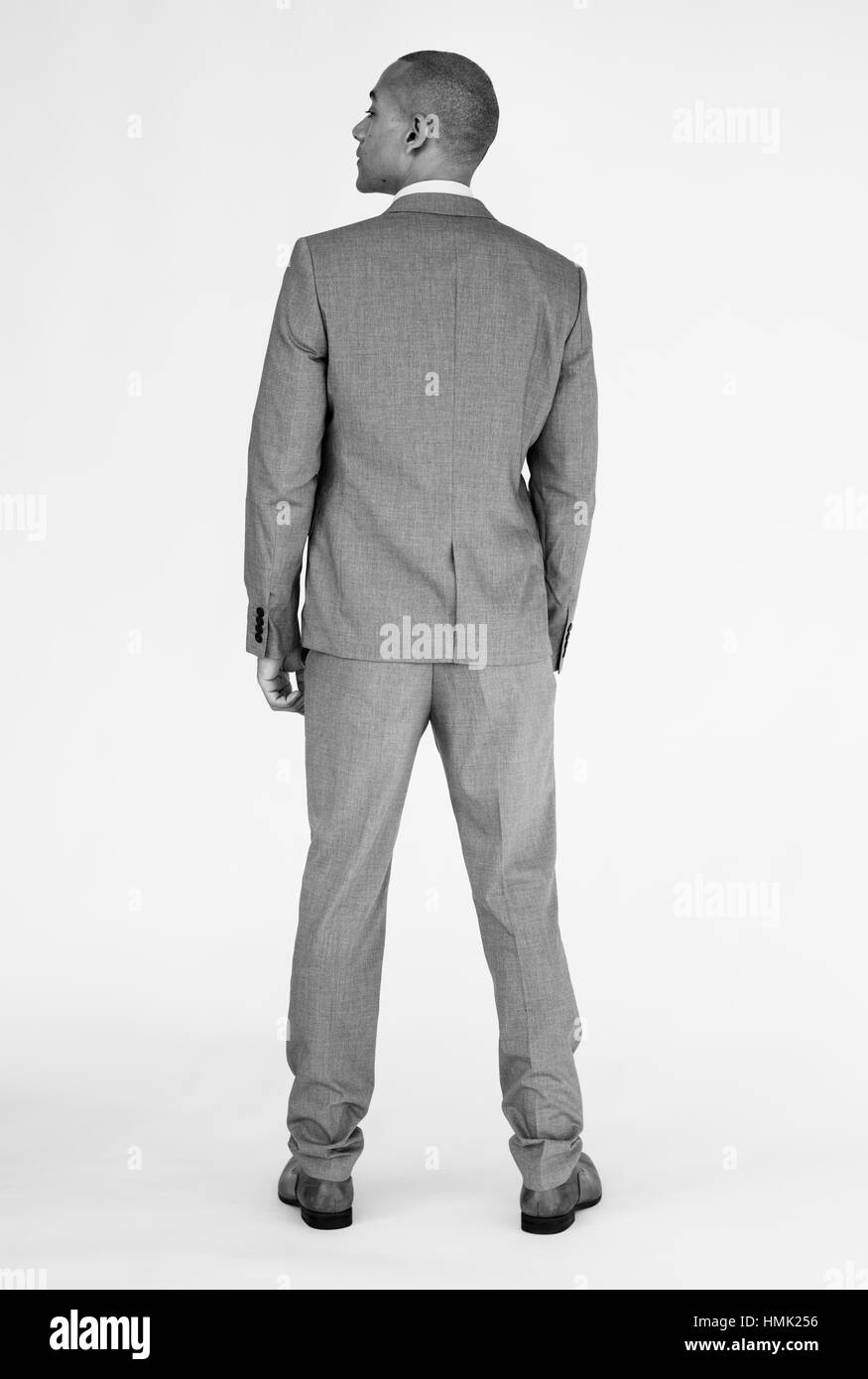 Rear view white man Black and White Stock Photos & Images - Alamy