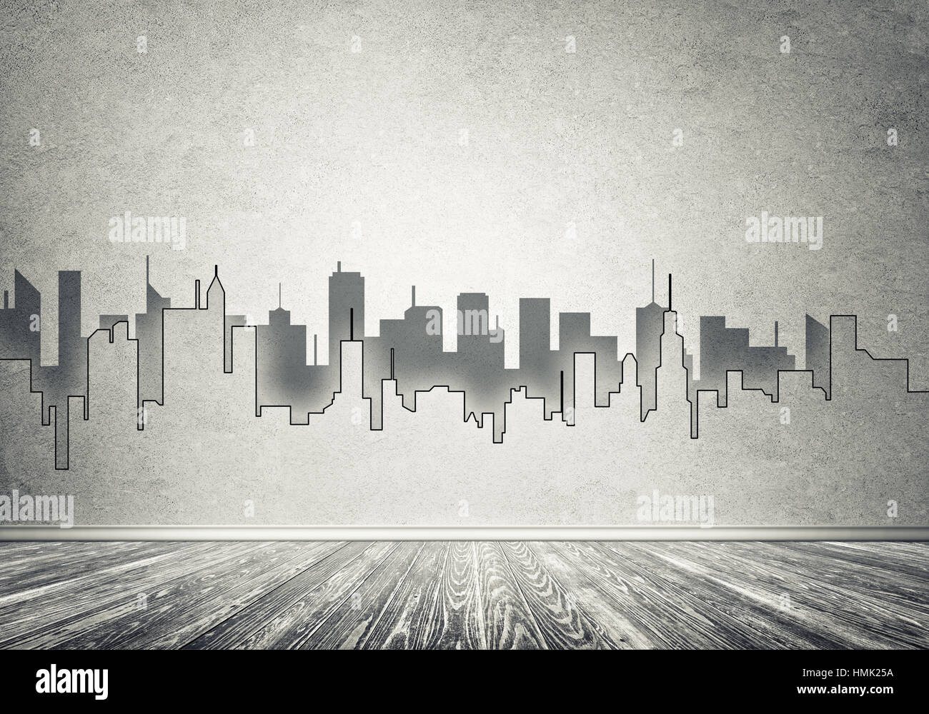 City design on wall Stock Photo - Alamy