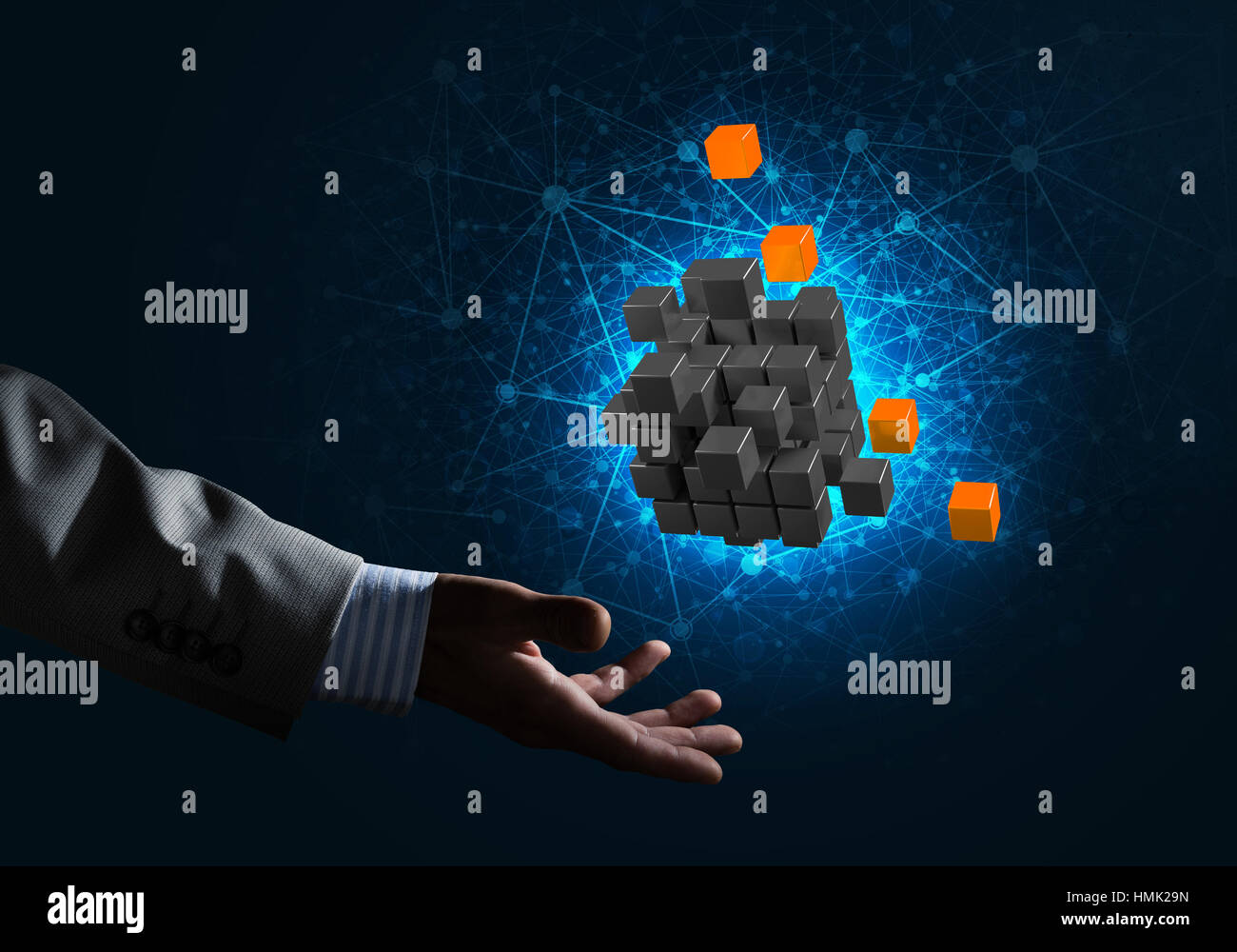 Idea of new technologies and integration presented by cube figure Stock ...
