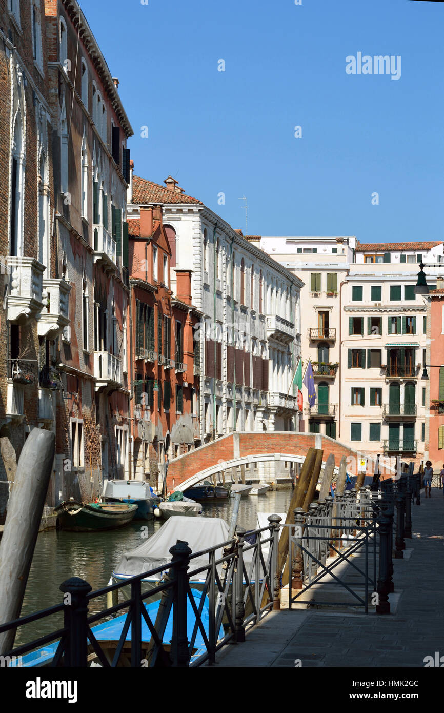Water canal in the district Castello of Venice in Italy Stock Photo - Alamy