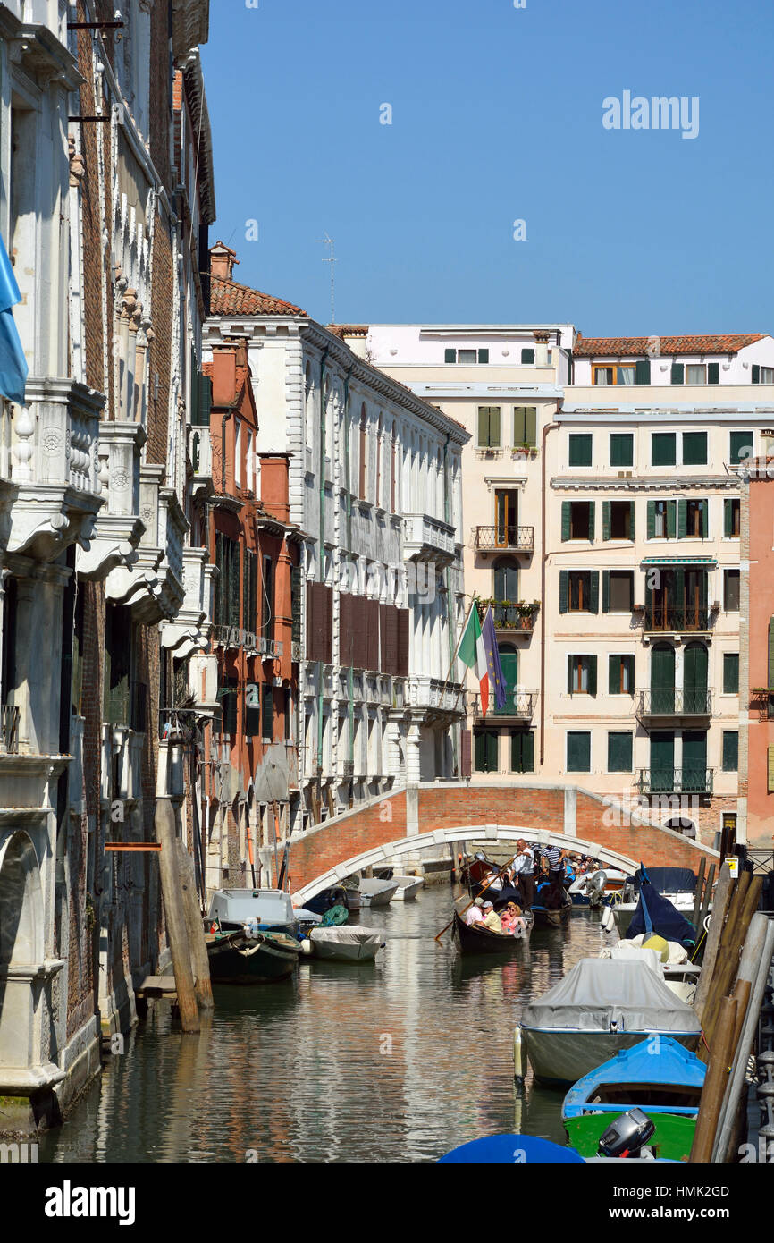 Water canal in the district Castello of Venice in Italy Stock Photo - Alamy